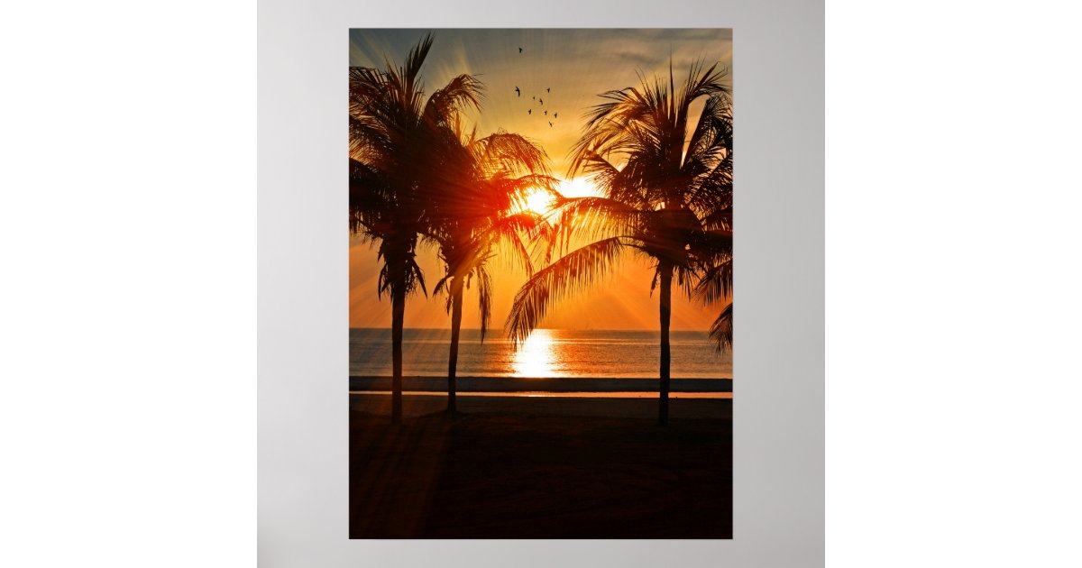 TROPICAL BEACH SUNSET 18X24 POSTER | Zazzle