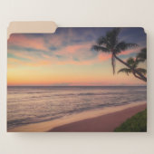 Tropical Beach,Sunset, Palm,Seashell File Folder | Zazzle