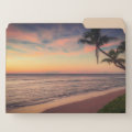 Tropical Beach,Sunset, Palm,Seashell File Folder | Zazzle