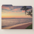 Tropical Beach,Sunset, Palm,Seashell File Folder | Zazzle