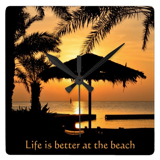 Tropical Beach Sunset Wall Clock | Zazzle.com
