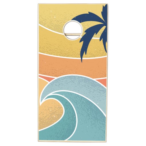 Tropical Beach Surfer Waves Palm Trees Sunshine Cornhole Set | Zazzle