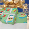 Tropical Beach Surfing Santa Cute Christmas Wrapping Paper | Zazzle