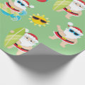 Tropical Beach Surfing Santa Cute Christmas Wrapping Paper | Zazzle