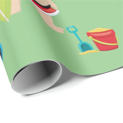 Tropical Beach Surfing Santa Cute Christmas Wrapping Paper | Zazzle