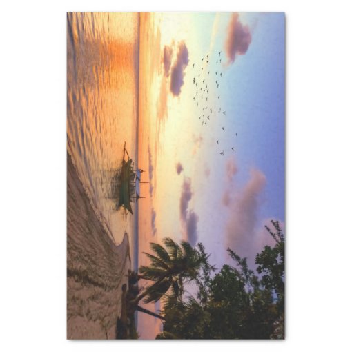 Tropical Beach Tahiti Island Sunset Tissue Paper | Zazzle