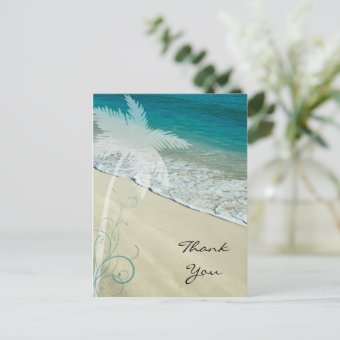 Tropical Beach Thank You Note Postcard | Zazzle