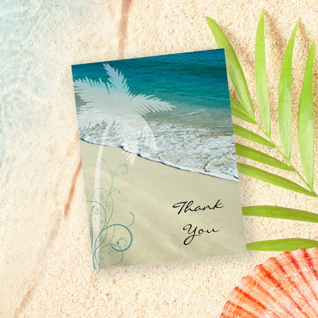 Tropical Beach Thank You Note Postcard | Zazzle