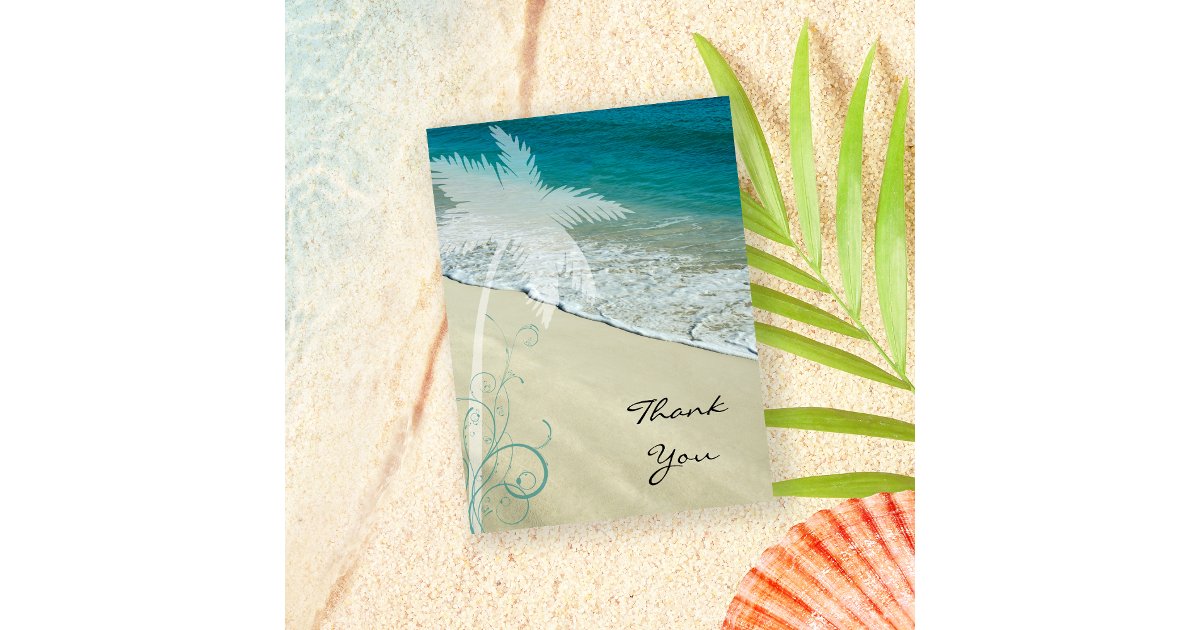 Tropical Beach Thank You Note Postcard | Zazzle