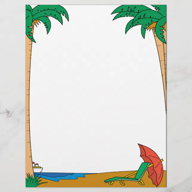 Tropical Beach Vacation Letterhead | Zazzle