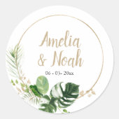 Tropical Beach Wedding Favor Sticker | Zazzle
