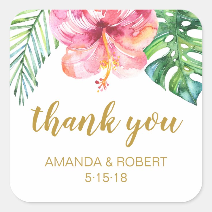 Tropical Beach Wedding Favor Sticker | Zazzle