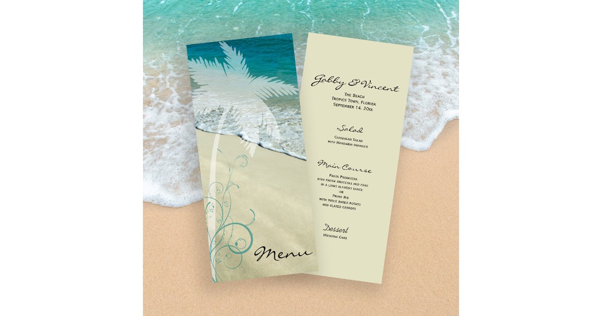 Tropical Beach Wedding Menu | Zazzle