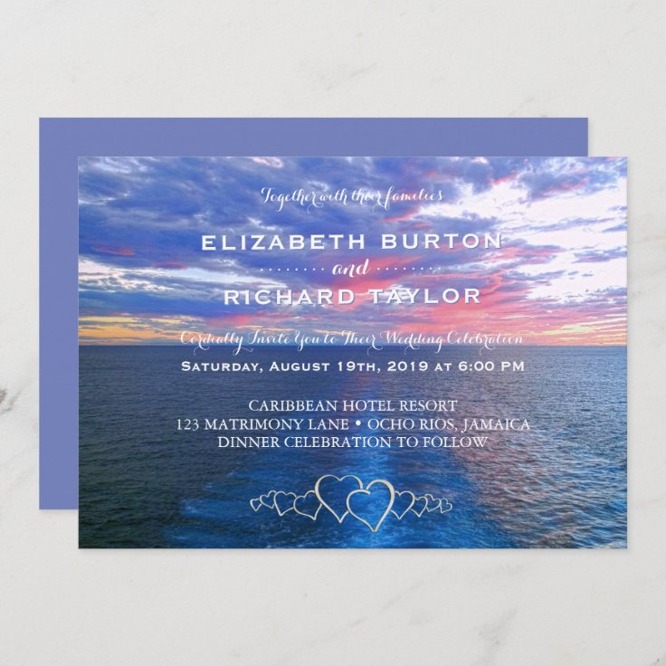 Tropical Beach Wedding Ocean Sunset Invitation | Zazzle