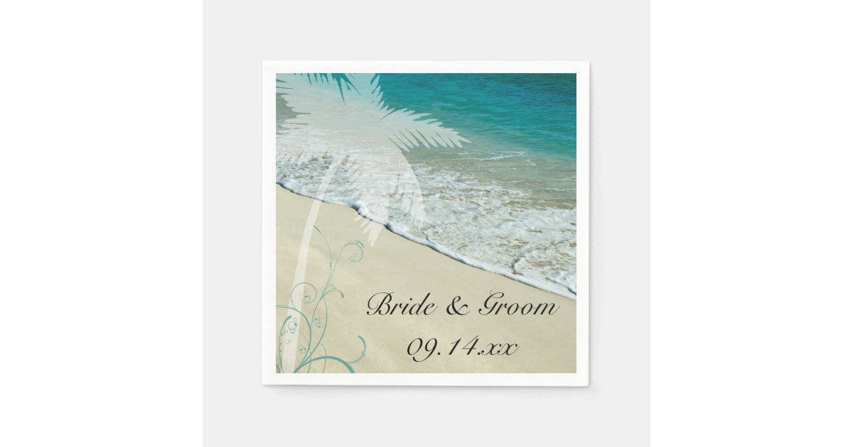 Tropical Beach Wedding Paper Napkins | Zazzle