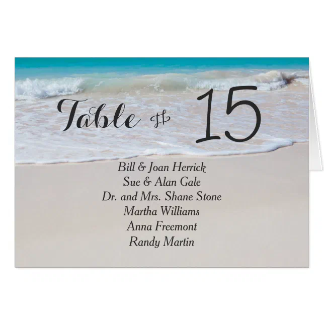 Tropical Beach Wedding Tented Table Cards | Zazzle