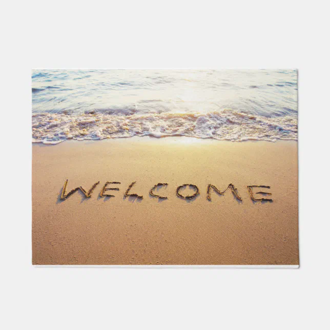 Tropical Beach Welcome Door Mat 18" x 24" | Zazzle