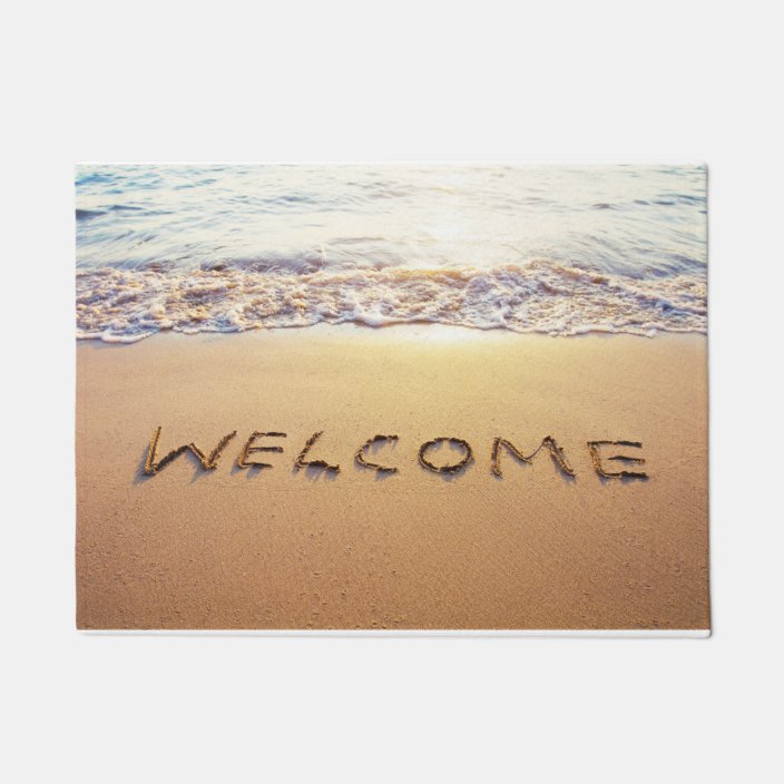 Tropical Beach Welcome Door Mat 18" x 24" | Zazzle.com