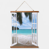 Tropical Beach Window Ocean View Wall Tapestry | Zazzle