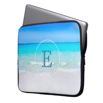 Tropical Beach with a Turquoise Sea Monogram Laptop Sleeve | Zazzle
