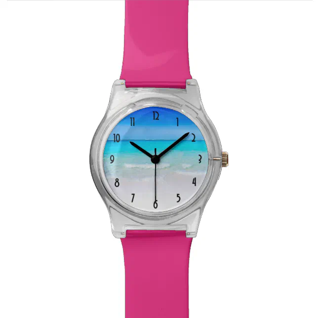 Tropical Beach with a Turquoise Sea Wrist Watch | Zazzle