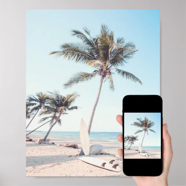 Tropical Beach with Surfboards Poster | Zazzle