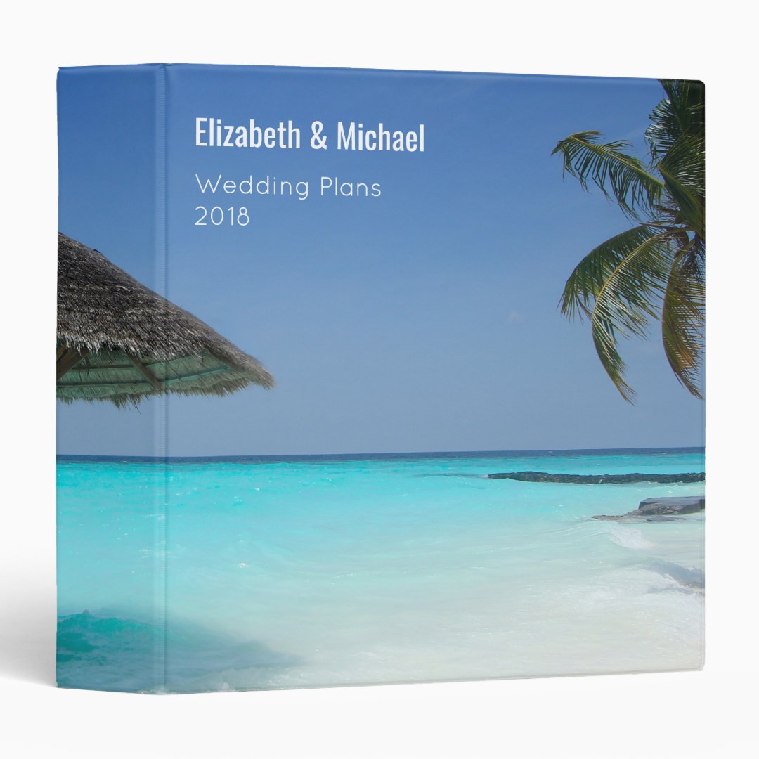 Tropical Beach with Thatched Umbrella Custom Binder | Zazzle
