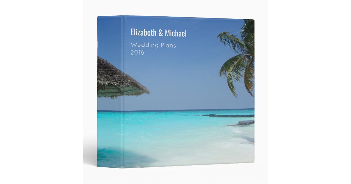 Tropical Beach with Thatched Umbrella Custom Binder | Zazzle