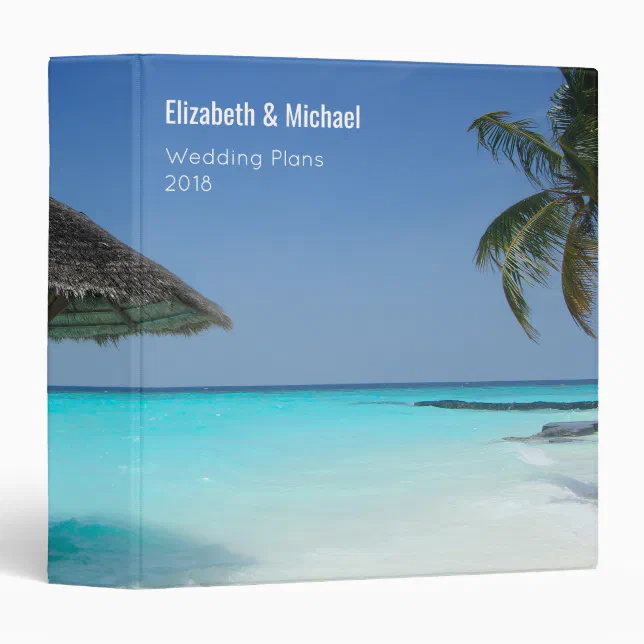 Tropical Beach with Thatched Umbrella Custom Binder | Zazzle