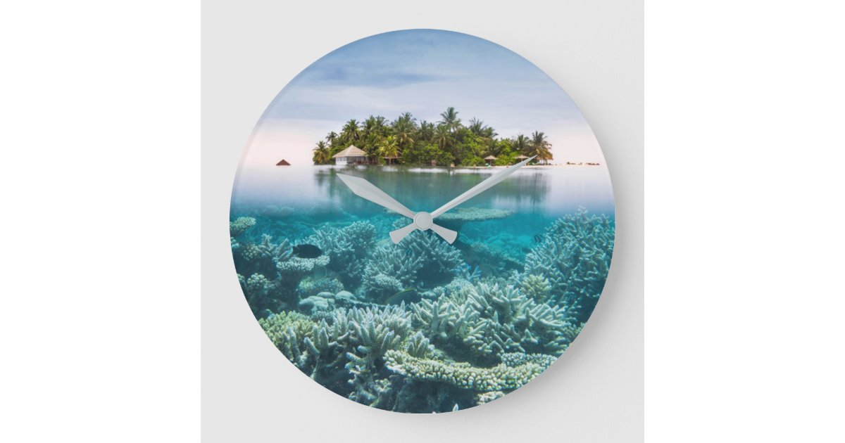 Tropical Beaches | Ari Atoll Maldives Large Clock | Zazzle