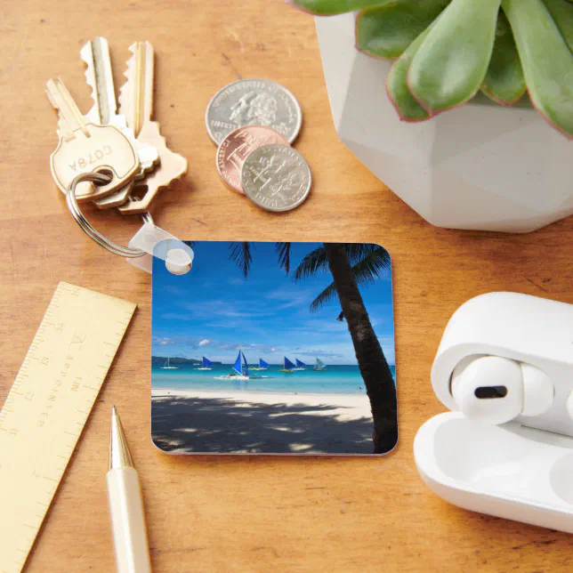 Tropical Beaches | White Beach Boracay Philippines Keychain | Zazzle