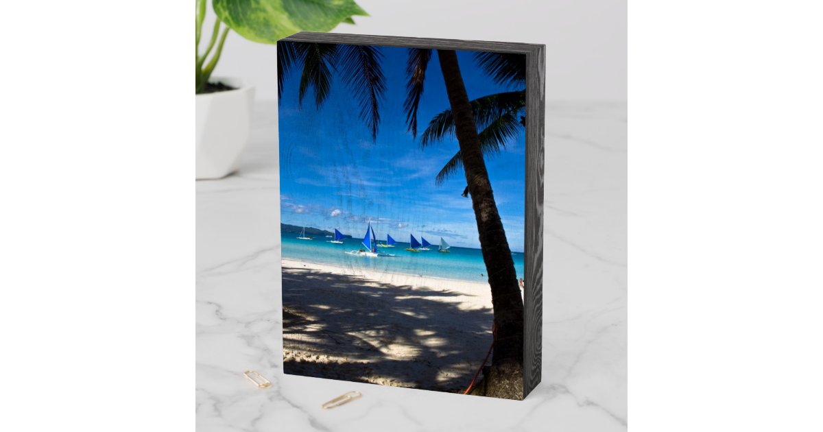 Tropical Beaches | White Beach Boracay Philippines Wooden Box Sign | Zazzle