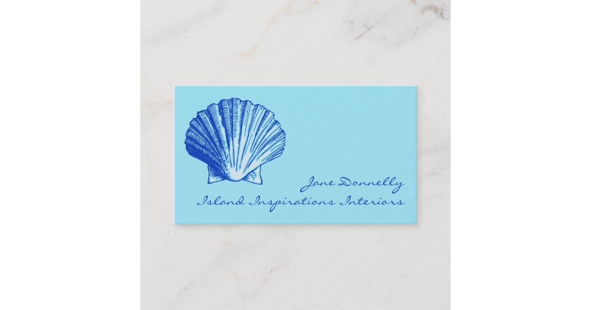 Tropical Bimini Blue Sea Shell Business Cards | Zazzle