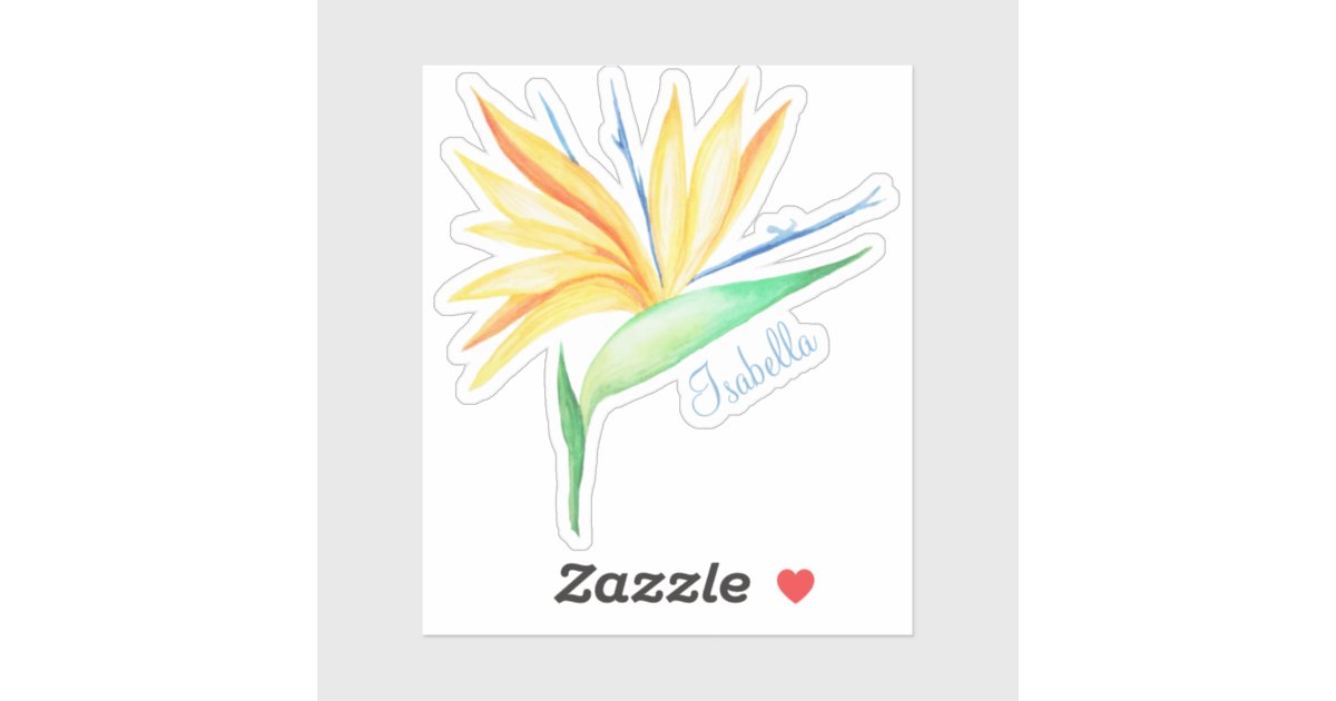 Tropical bird of paradise NAME sticker | Zazzle