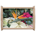 Tropical Bird of Paradise Plant and Poinsettias Serving Tray | Zazzle