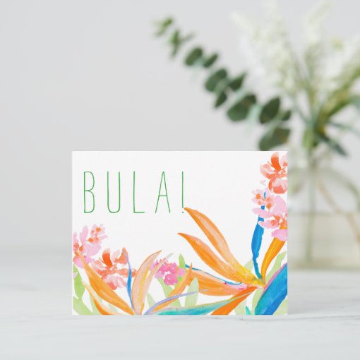Tropical Bird Of Paradise Watercolor Bula! Fiji Postcard | Zazzle