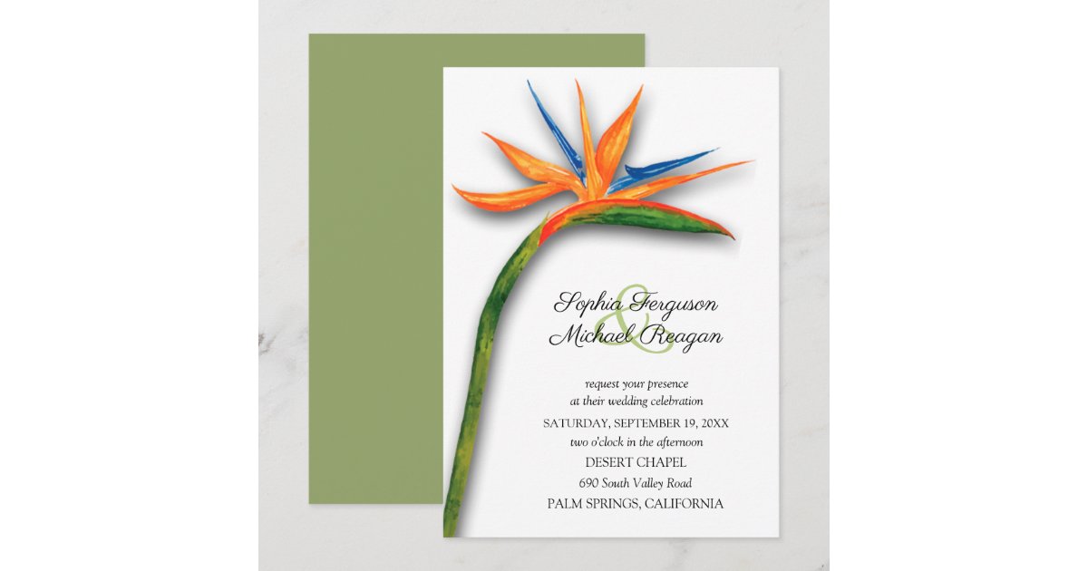 Tropical Bird of Paradise Wedding Invitations | Zazzle
