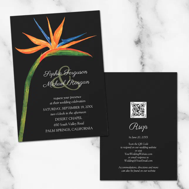 Tropical Bird of Paradise Wedding Invitations | Zazzle