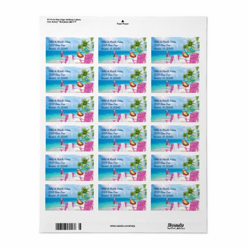 Tropical Birds, Palm Trees Christmas Beach Address Label | Zazzle