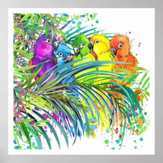 Tropical Birds Poster | Zazzle.com