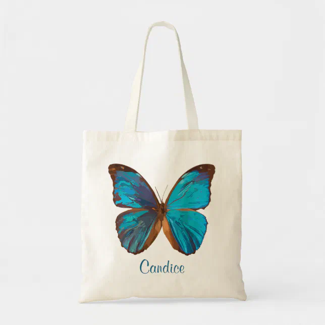 Tropical Blue and Turquoise Gem Colored Butterfly Tote Bag | Zazzle