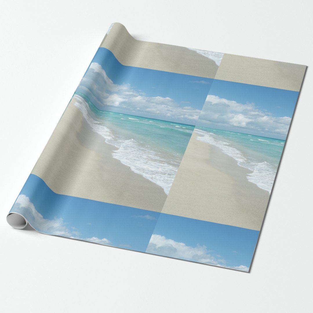 Tropical Blue Beach Scene Wrapping Paper | Zazzle