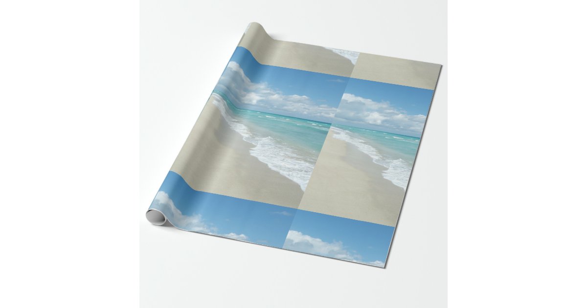 Tropical Blue Beach Scene Wrapping Paper | Zazzle