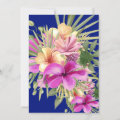 Tropical Blue Purple Pink Hibiscus Floral Party Invitation | Zazzle