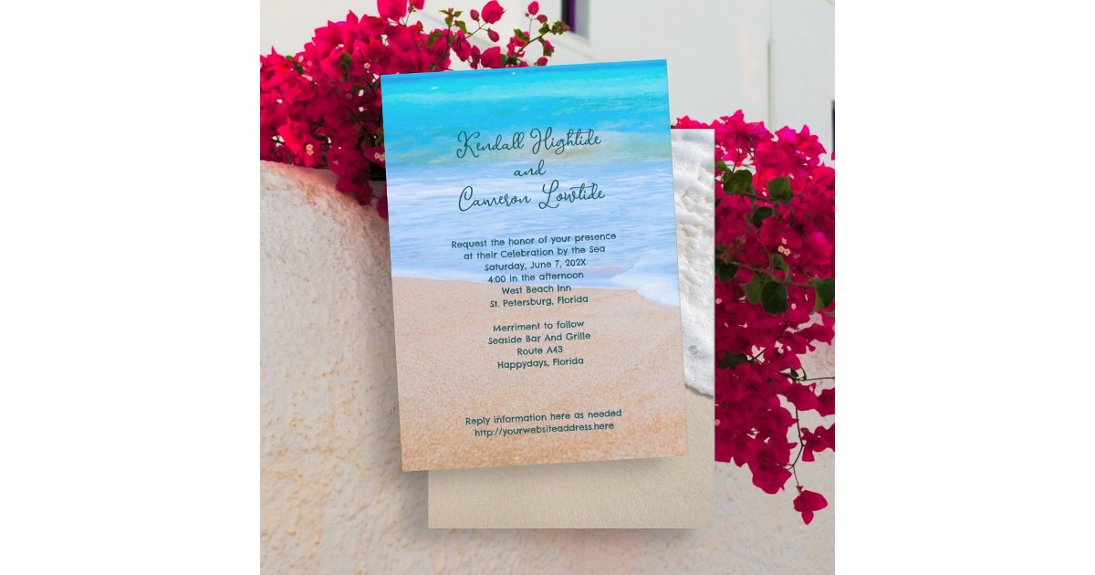 Tropical Blue Sea Wedding Invitation With RSVP | Zazzle