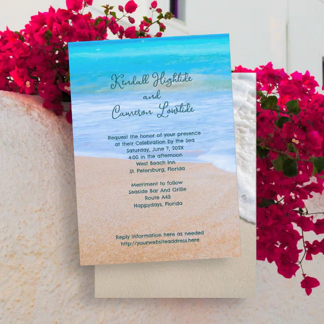 Tropical Blue Sea Wedding Invitation With RSVP | Zazzle