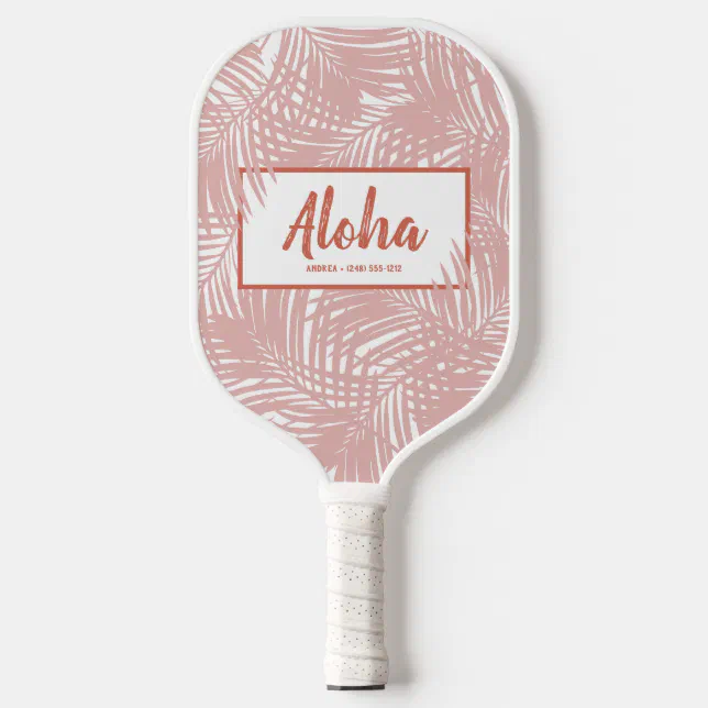 Tropical Boho Pink Palm Leaf Pattern Pickleball Paddle | Zazzle