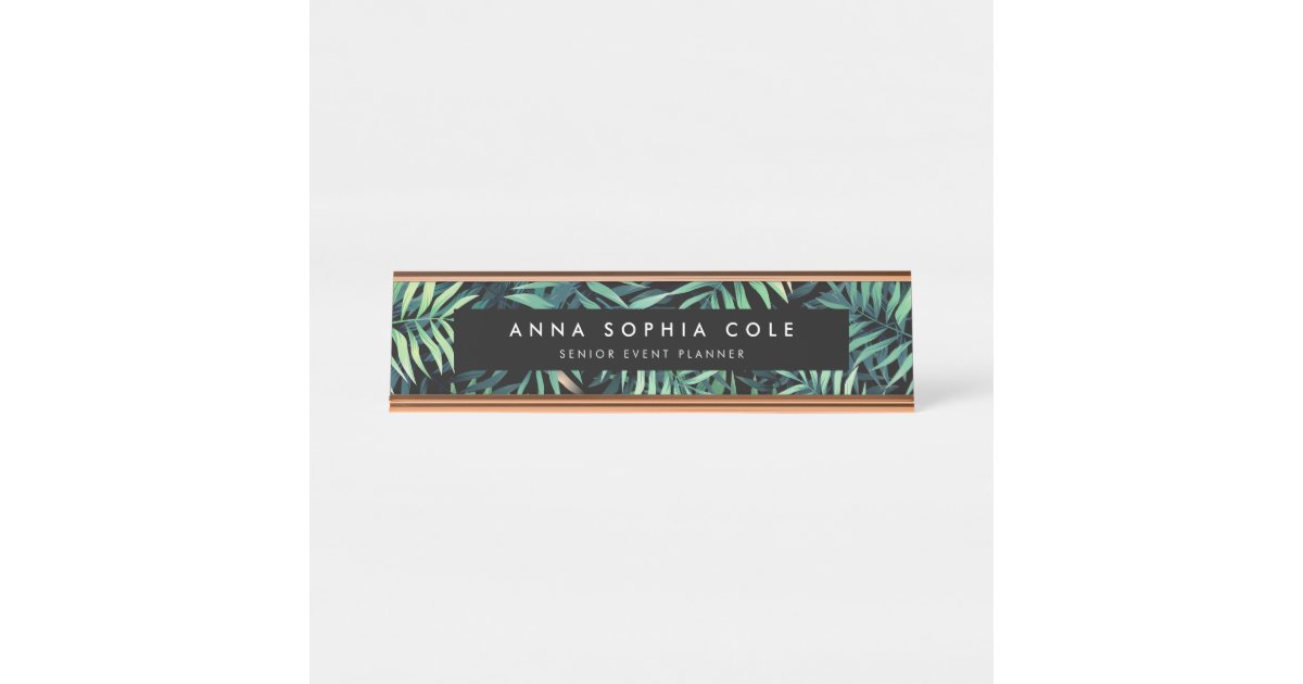 Tropical Botanical Desk Name Plate | Zazzle