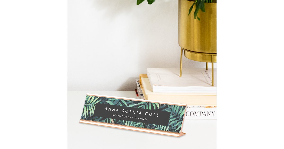 Tropical Botanical Desk Name Plate | Zazzle