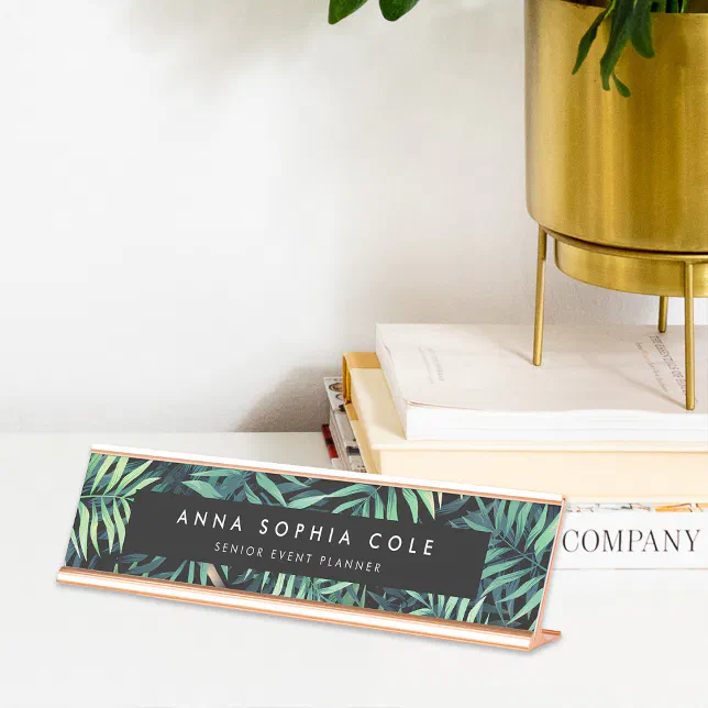Tropical Botanical Desk Name Plate | Zazzle